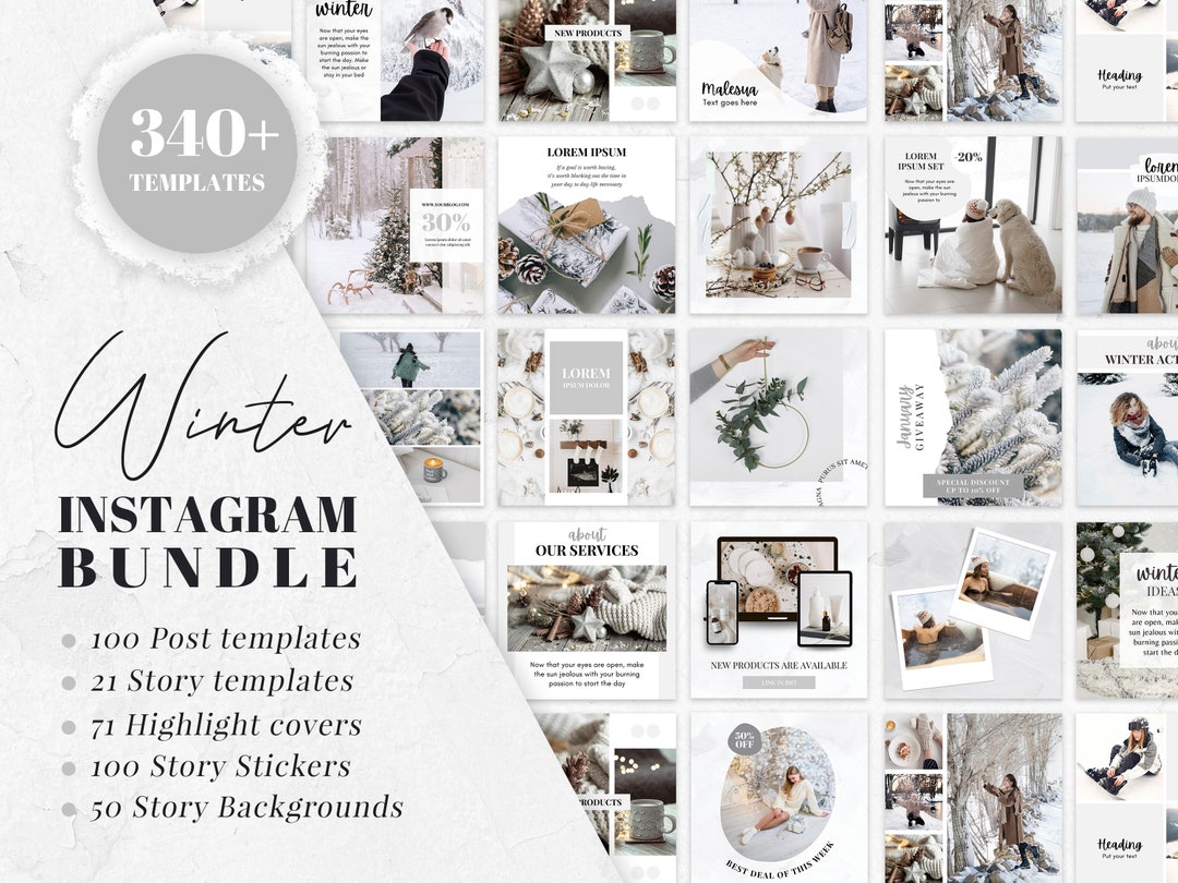 Winter Instagram Bundle, Winter Instagram Post Templates, Winter ...