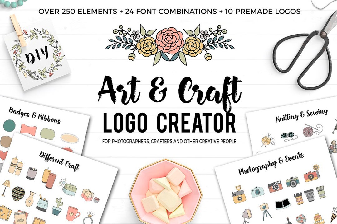 Art and Craft Logo Creator. Logo Templates. Branding Identity. Premade ...