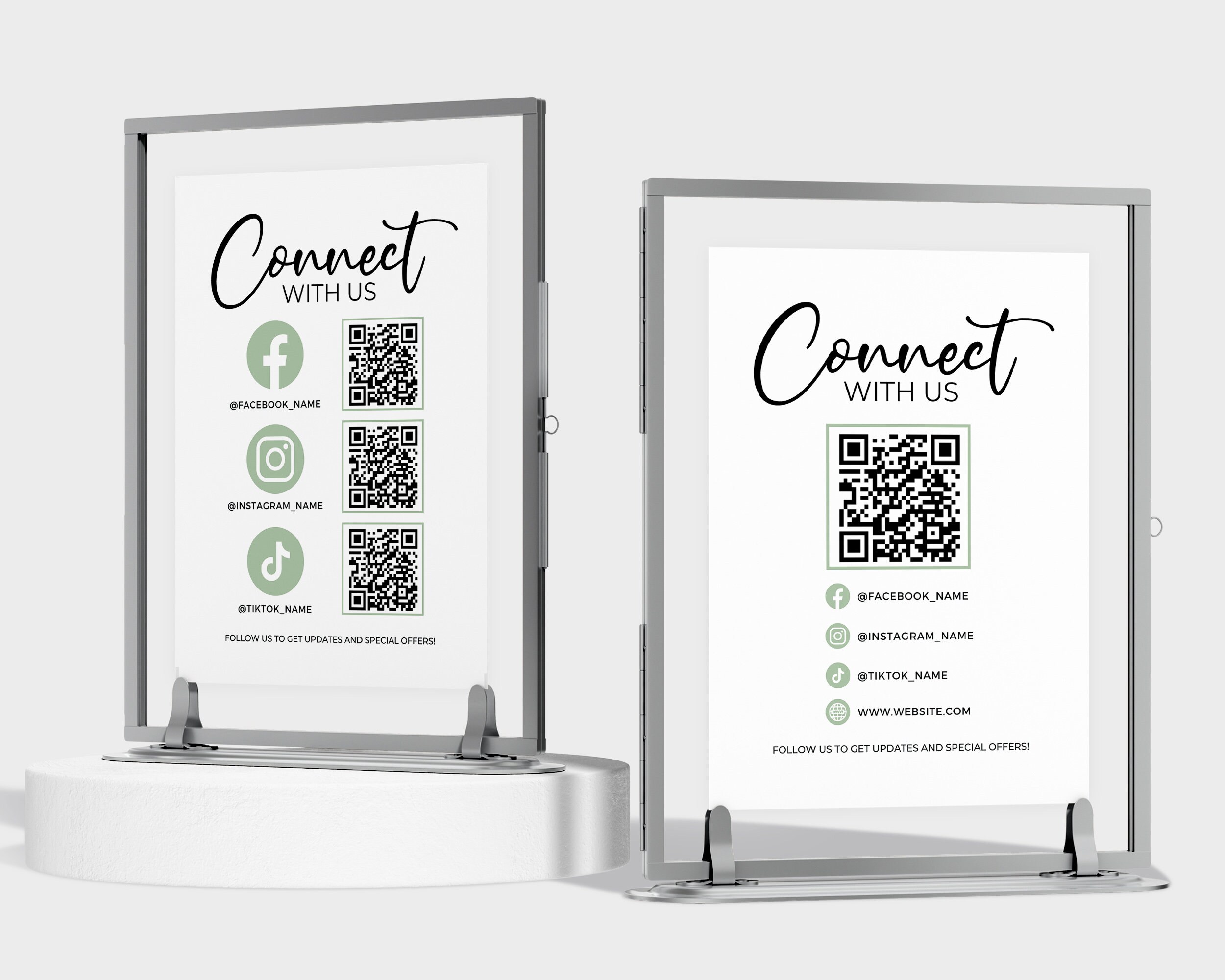 Multi QR Code Business Social Media Sign Printable Social - Etsy