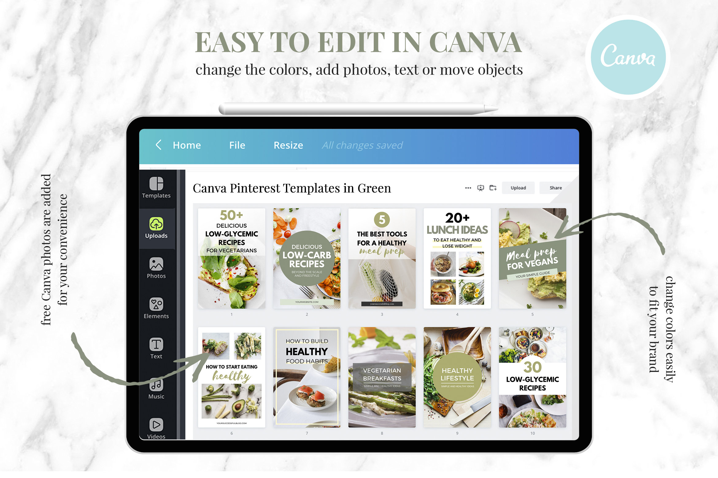 Pinterest Templates Food for Canva & Photoshop | Canva Pinterest ...