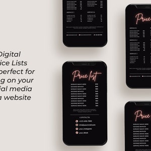 Price List Template, Social Media Price List Template, Beauty Price ...