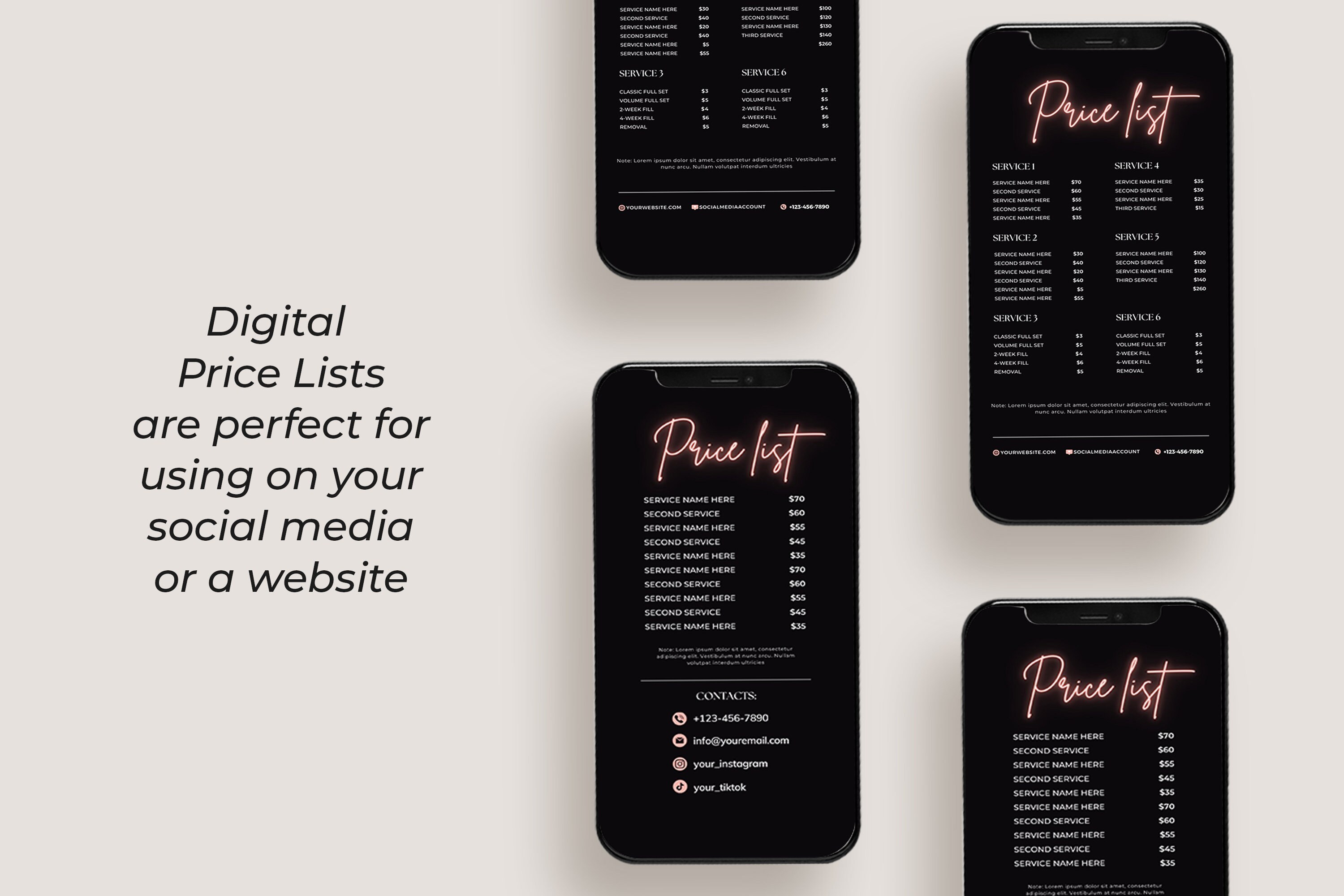 Price List Template Social Media Price List Template Beauty - Etsy UK