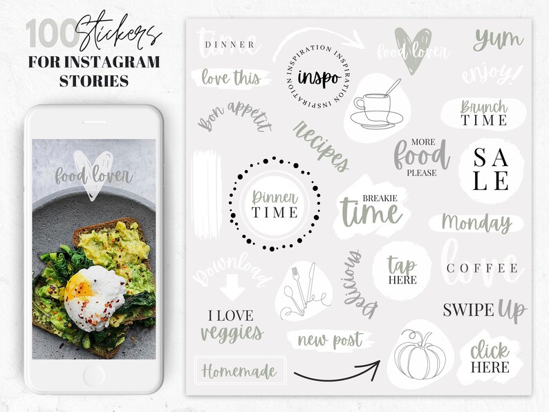 Food Instagram Post Bundle Food Blogger Post Templates for - Etsy