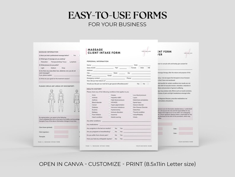 Esthetician Intake Form Client Intake Form Waxing Forms New - Etsy