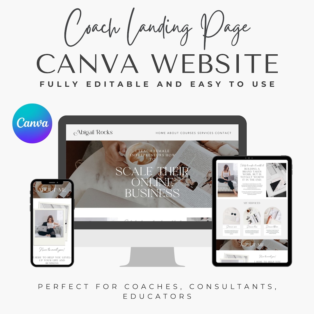 Canva Website Template for Coach Landing Page Website Business Coach ...