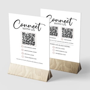 Multi QR Code Business Instagram Facebook Social Media Sign Printable ...