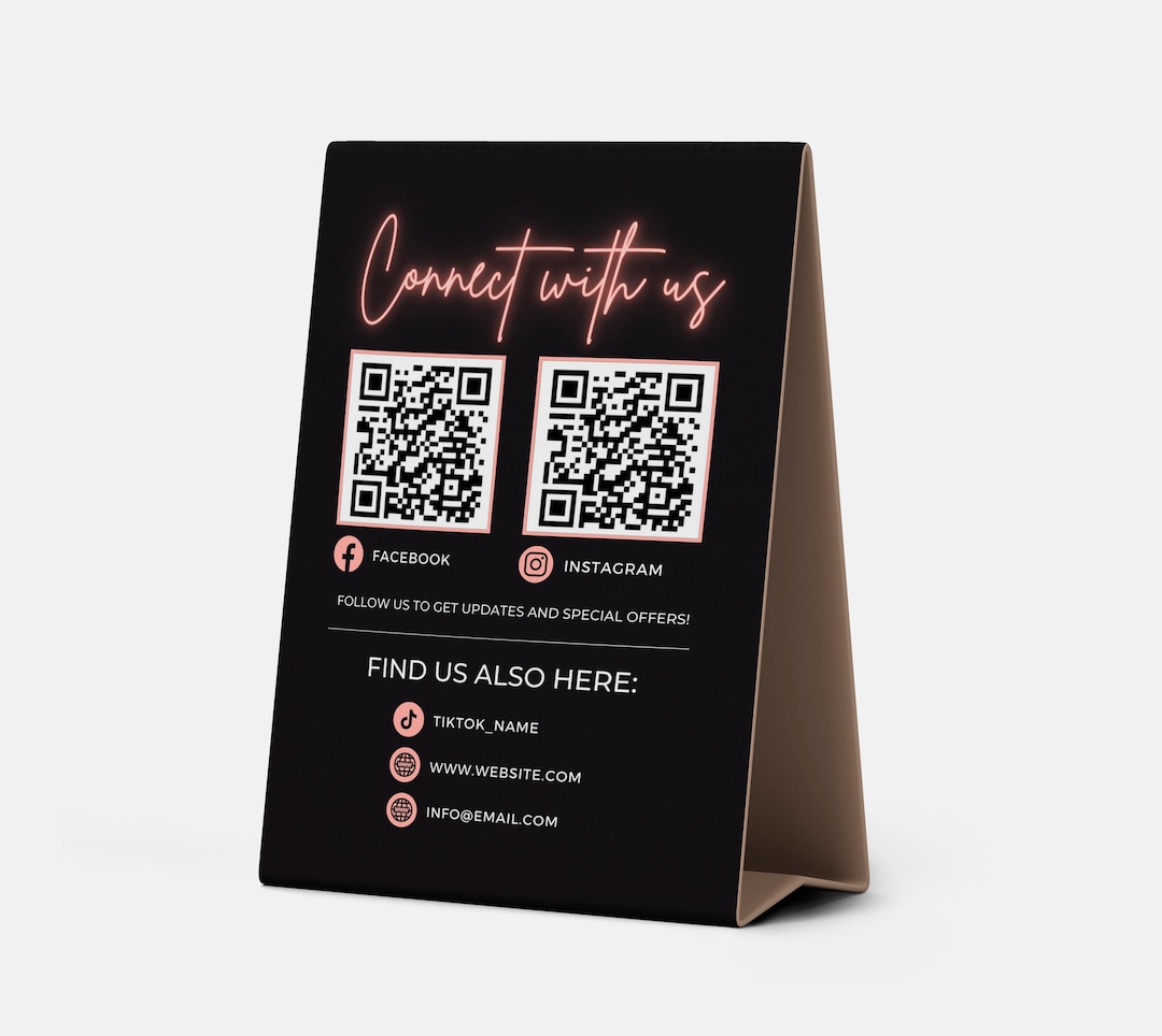 QR Social Media Sign, QR Code Sign Template, Connect With Us Sign ...