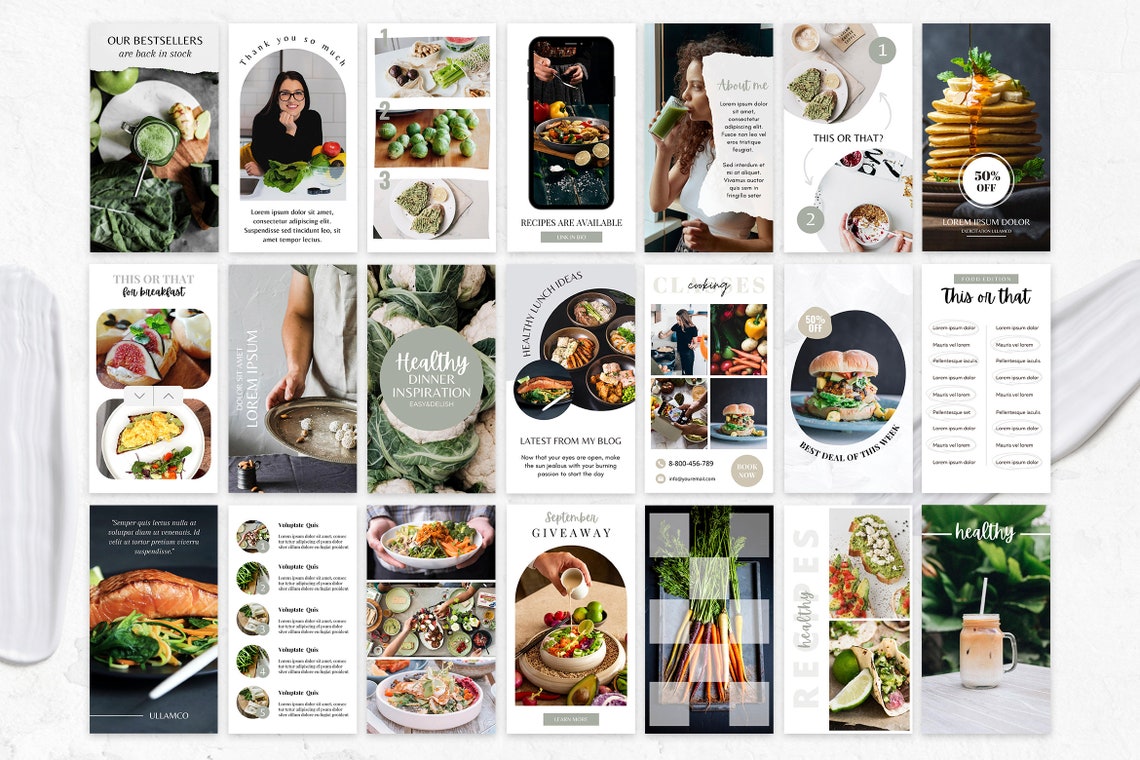 Food Instagram Post Bundle Food Blogger Post Templates for - Etsy