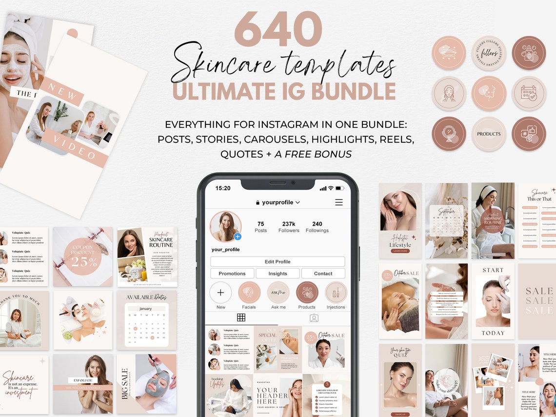 640 Skincare Instagram Templates, Esthetician Ig Posts, Skincare Ig ...