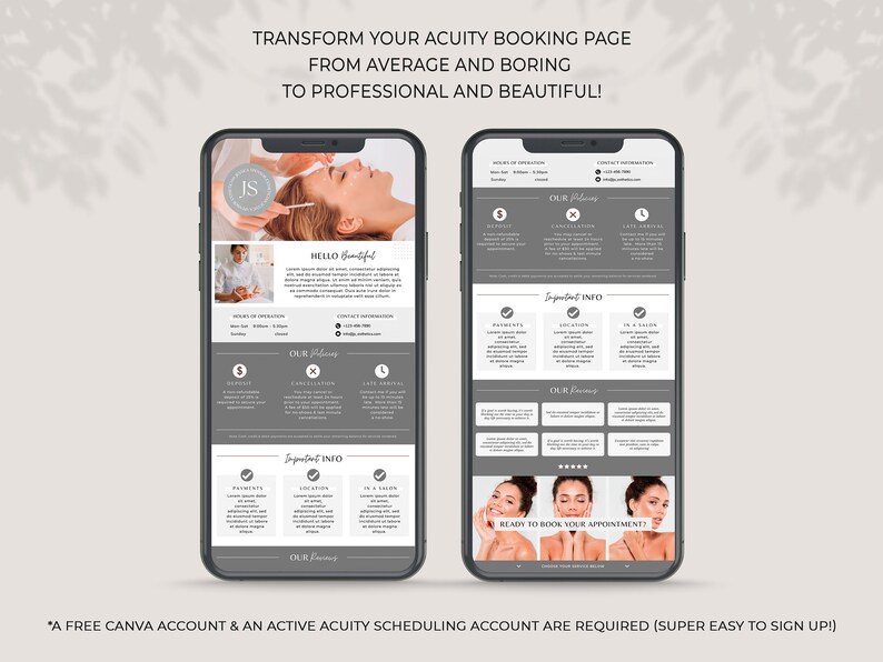 Acuity Template Esthetician Acuity Booking Site Design - Etsy