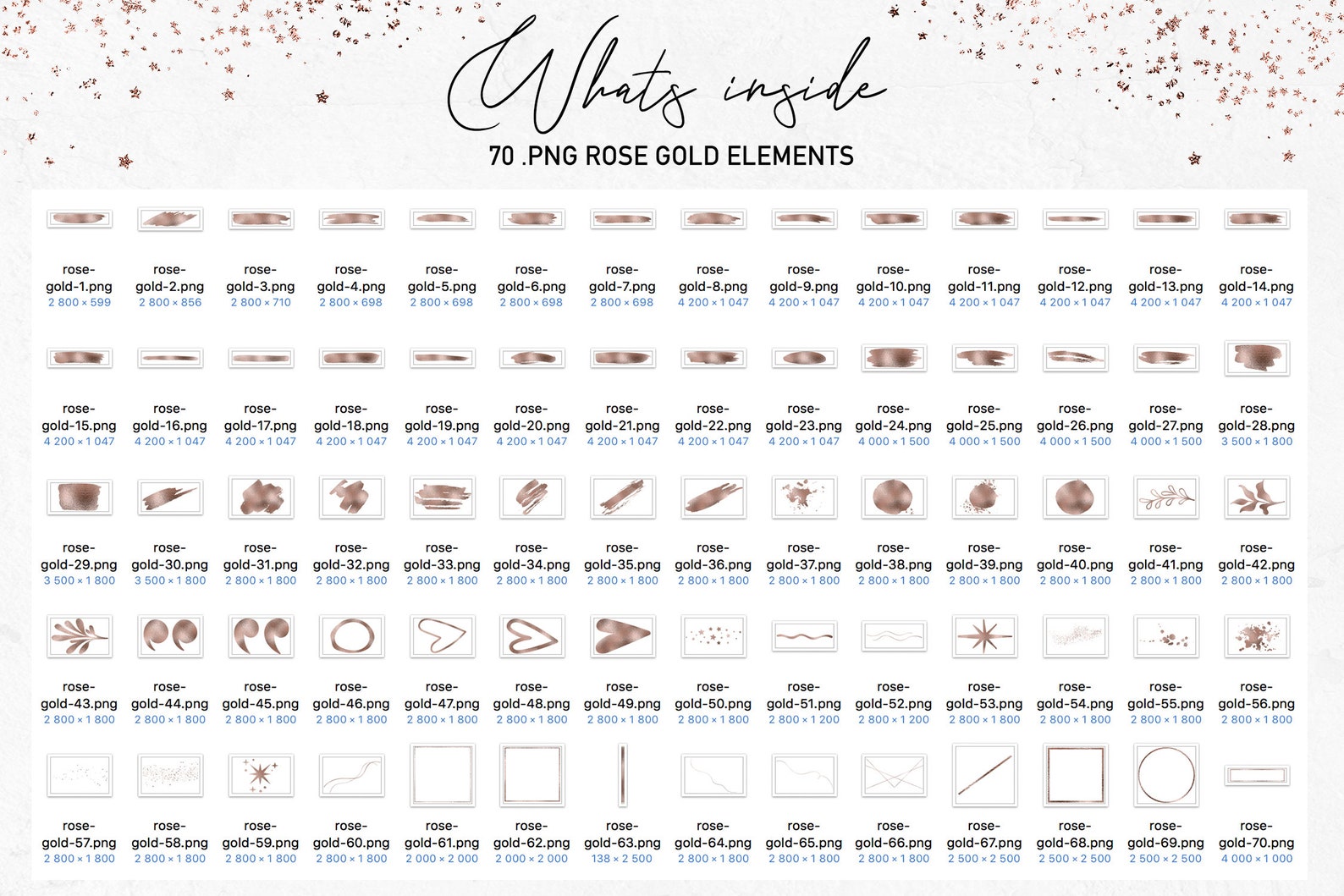 Rose Gold Design Elements Clipart Rose Gold Glitter Elements - Etsy