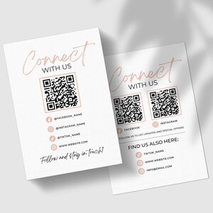 Connect With Us Sign, Social Media Sign Template, QR Business Sign ...