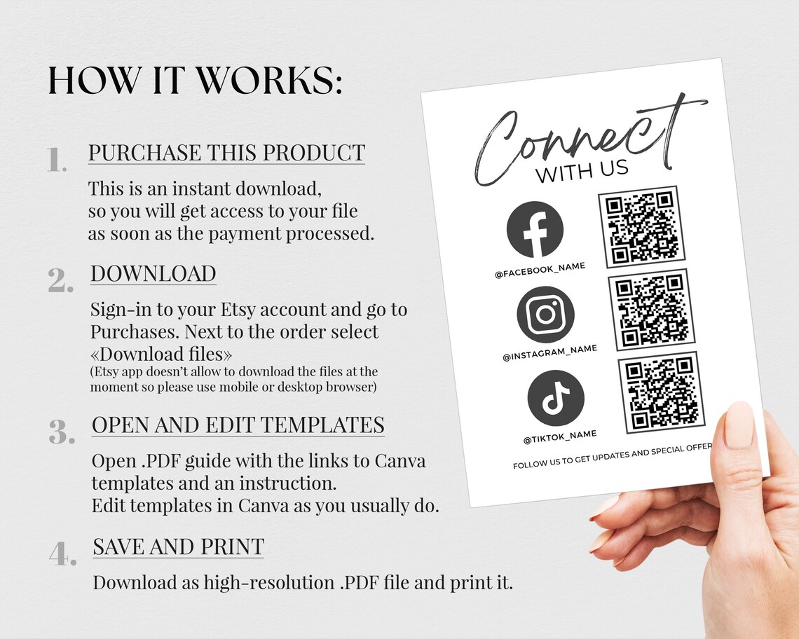 Connect With Us QR Code Sign, Connect With Us Facebook, Follow Us on ...