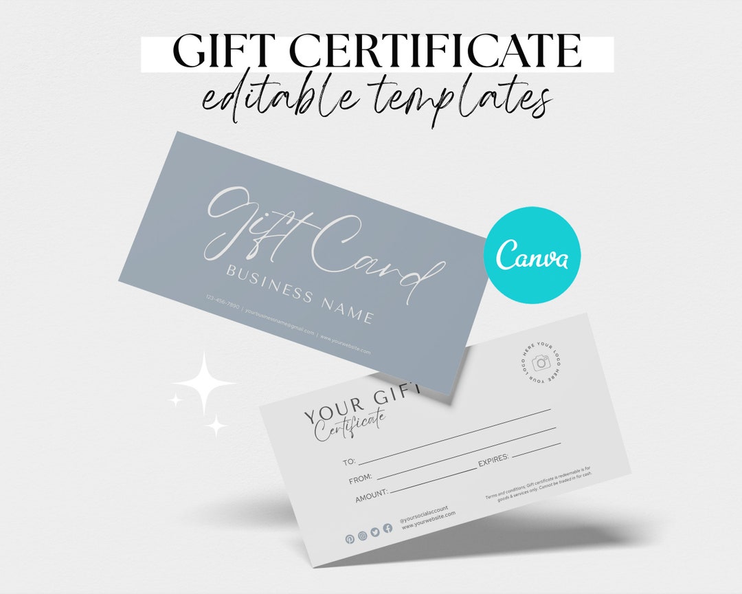 Gift Card Template Printable, Minimal Gift Certificate Template, DIY ...