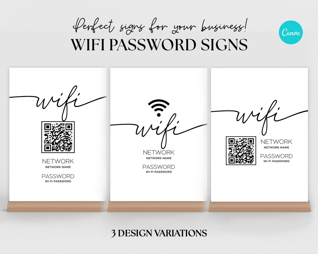 Wifi Qr Sign, Wifi Sign Qr Code, Wifi Password Sign, Editable Wifi Sign ...