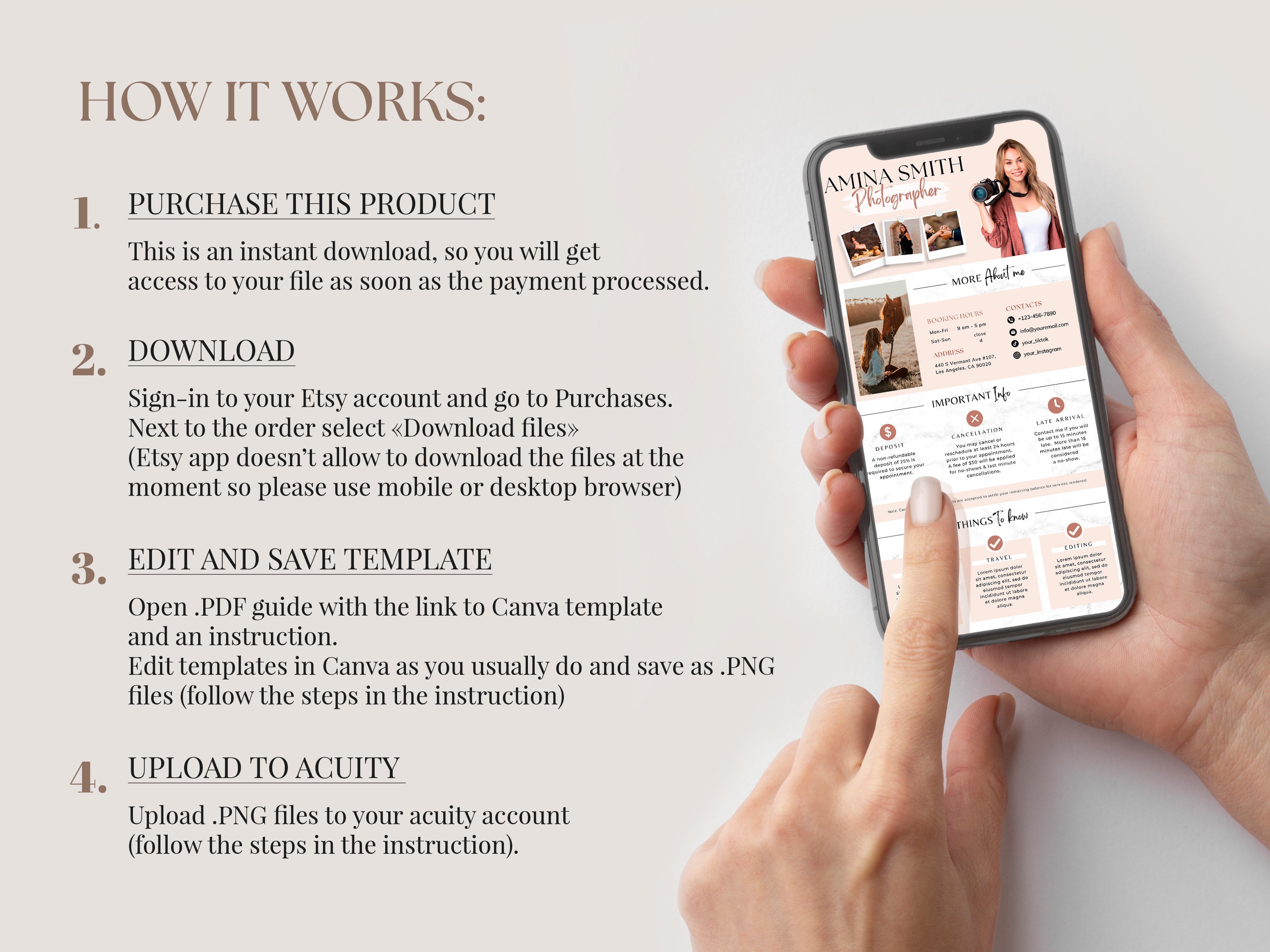 Acuity Template Photographer Acuity Scheduling Template - Etsy