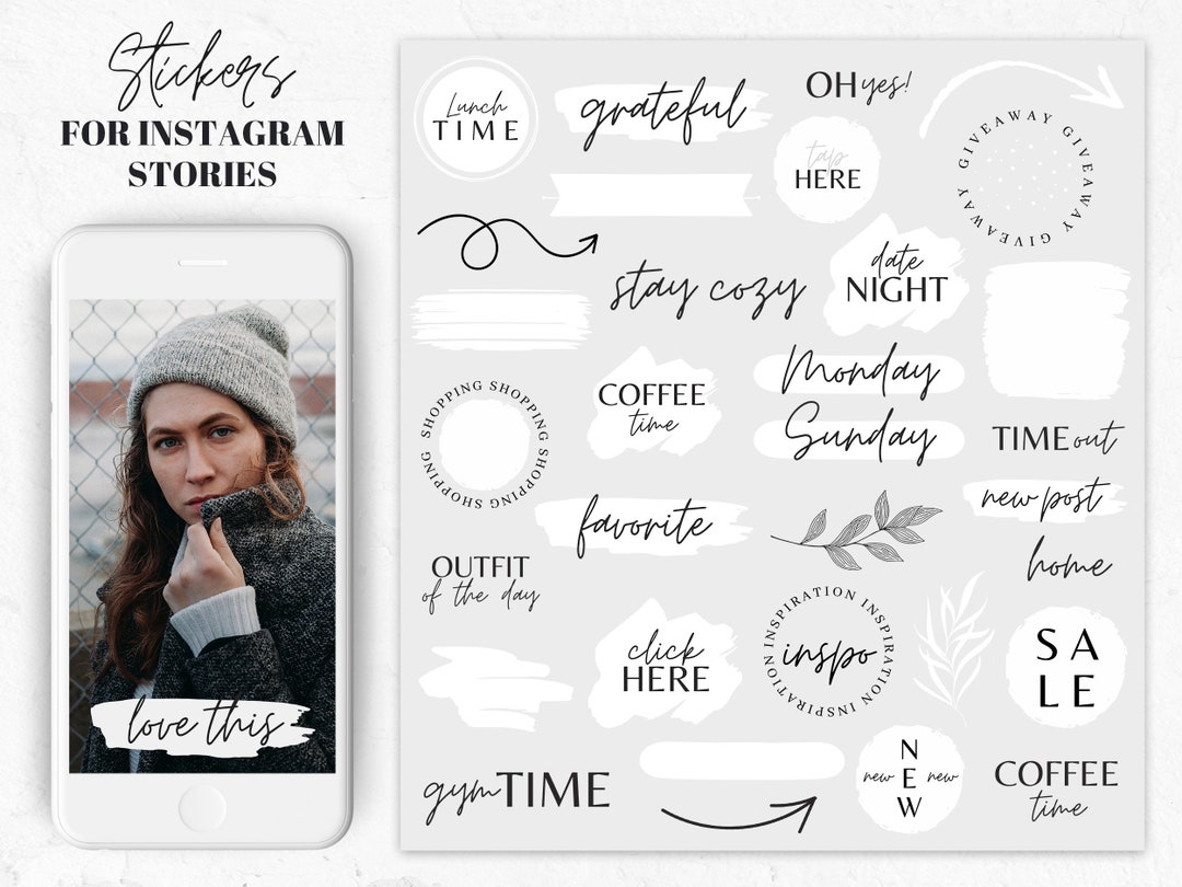 60+ Instagram Story Stickers Basic in White | Instagram Story Sticker ...