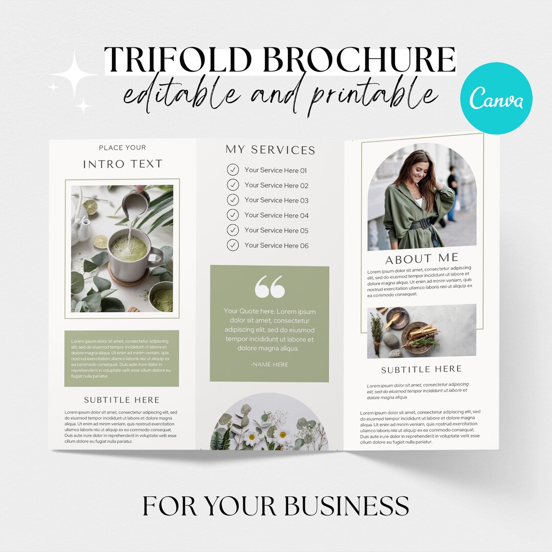 Editable Trifold Brochure Template Printable Brochure Template Two ...