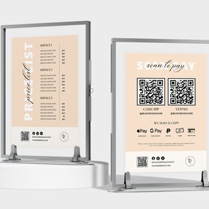 Scan to Pay Sign & Price List Template, QR Code Sign, Printable Payment ...