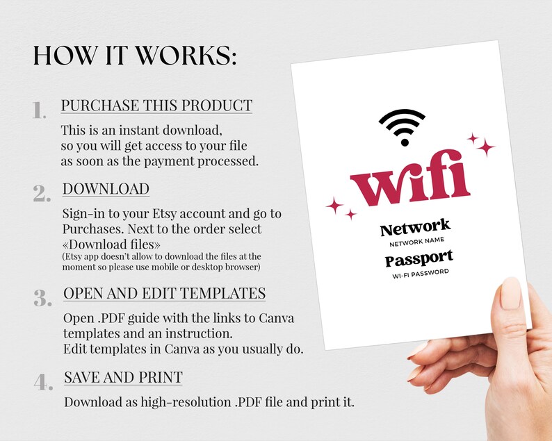 WIFI Password Sign Template Printable Guest Wi-fi Signs Wifi - Etsy