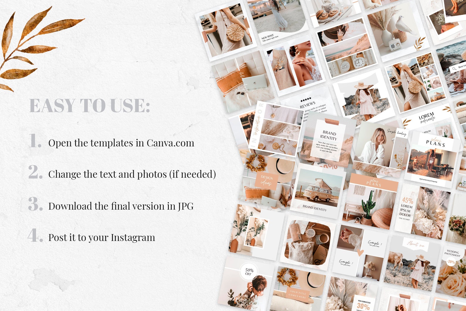 Boho Instagram Template Canva Boho Instagram Stories | Etsy