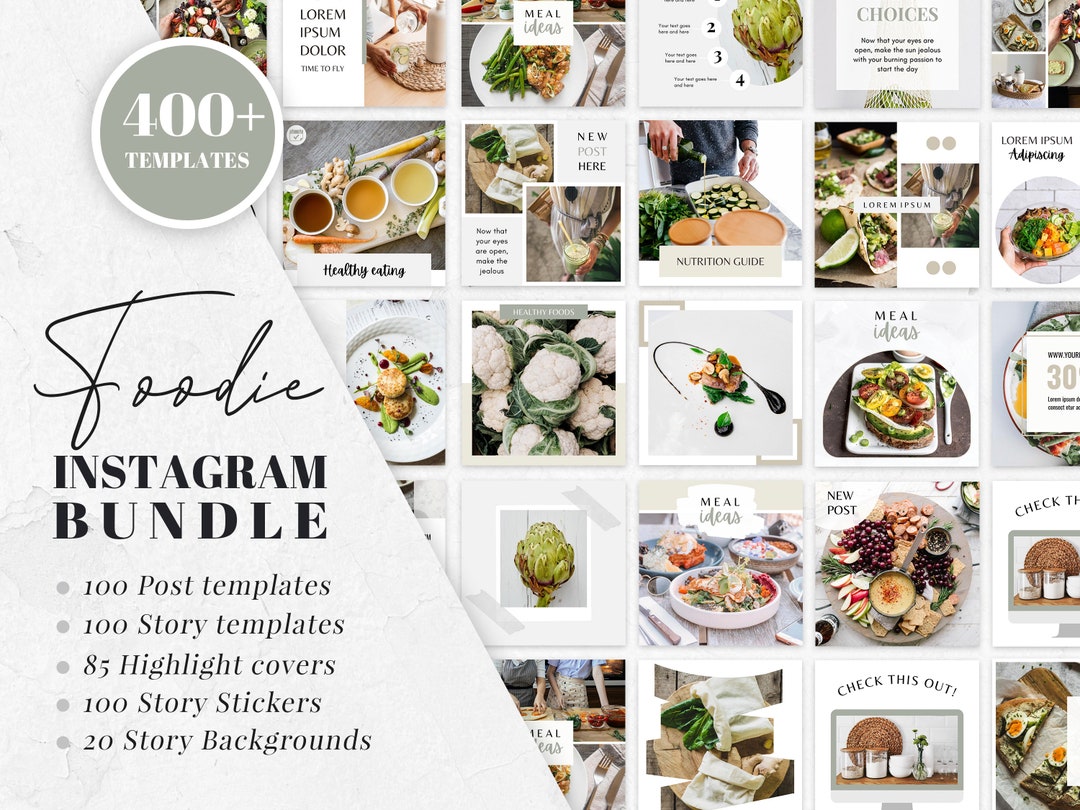 Food Instagram Post Bundle Food Blogger Post Templates for - Etsy Australia