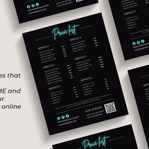 Editable Price List Template Sign for Small Business, Printable Price ...