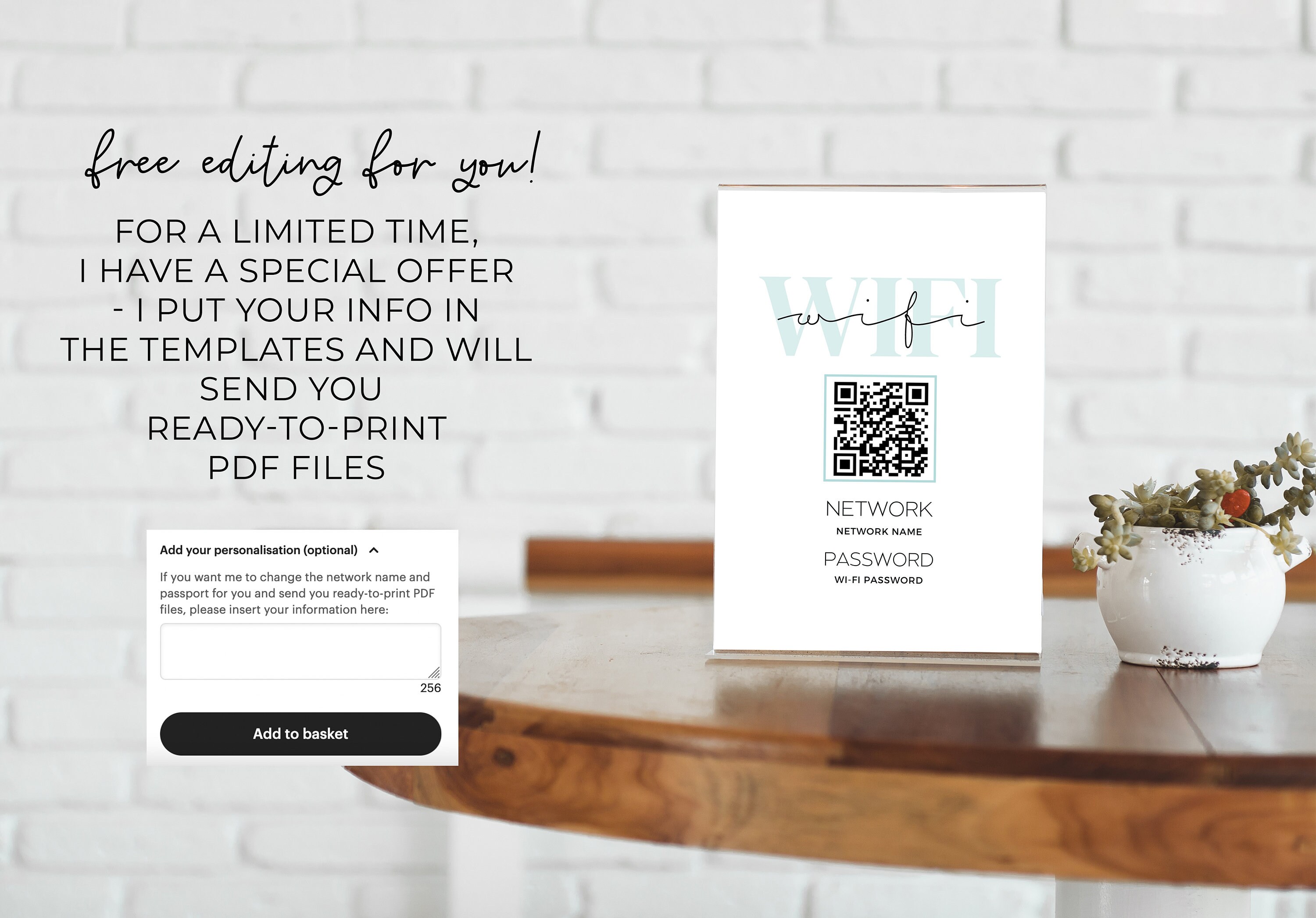 Wifi Password Sign Editable Wifi Sign Template Wifi Password - Etsy