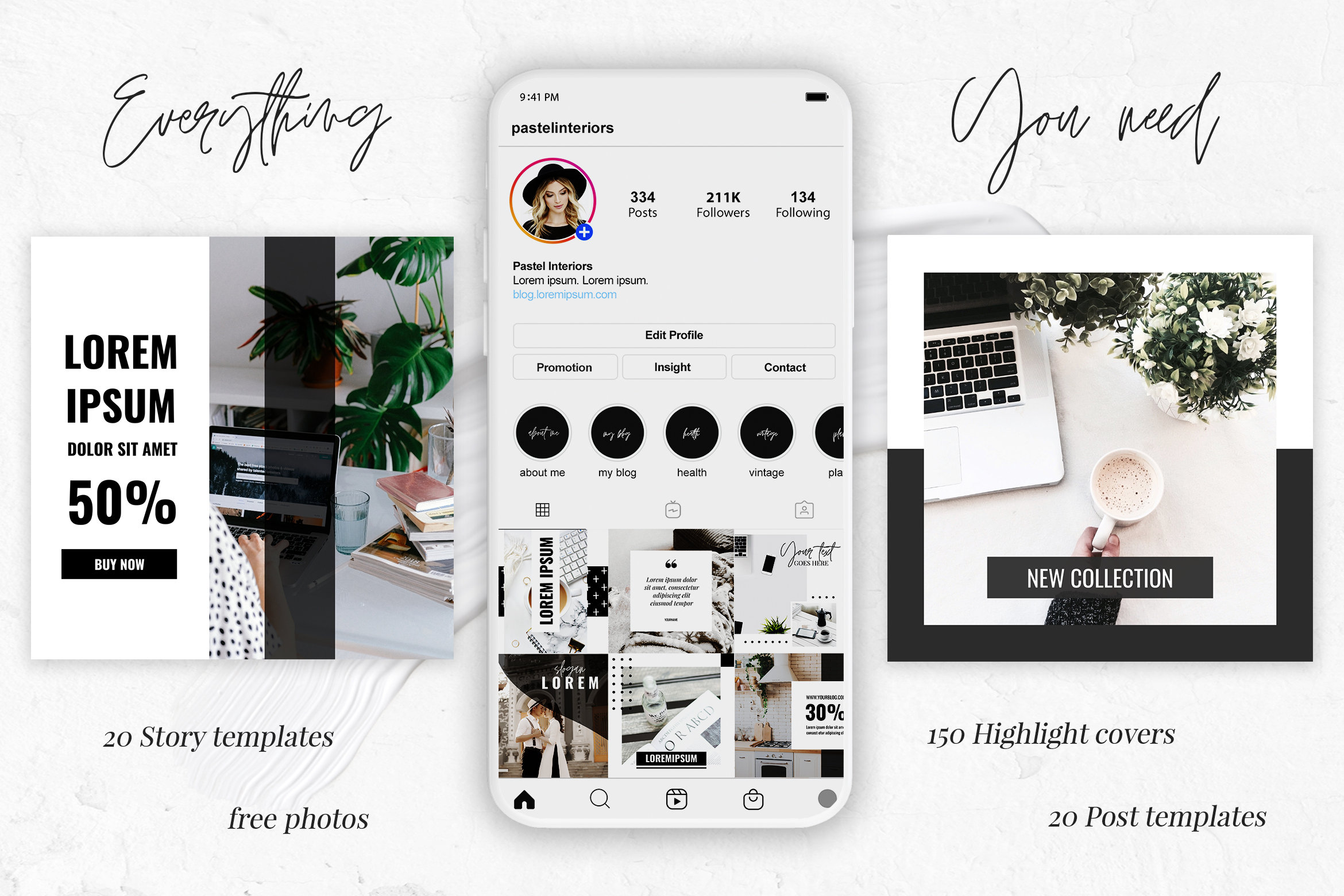 Instagram Branding Kit Instagram Bundle Template Instagram - Etsy