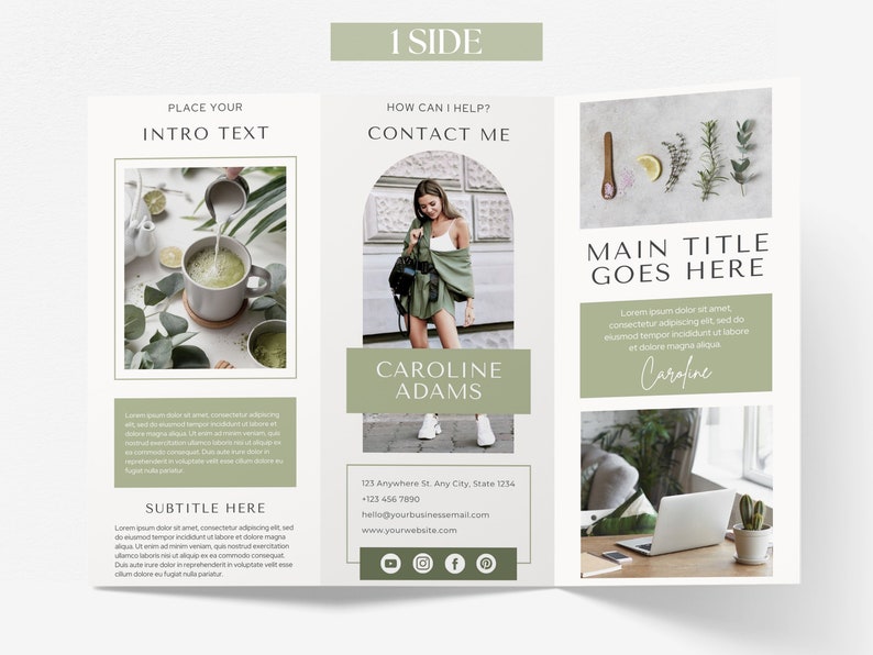 Editable Trifold Brochure Template Printable Brochure Template Two Sided Trifold Brochure ...