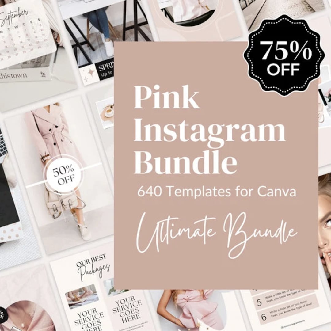 Instagram Bundle Pink Instagram Post Templates Minimal Boho Instagram ...