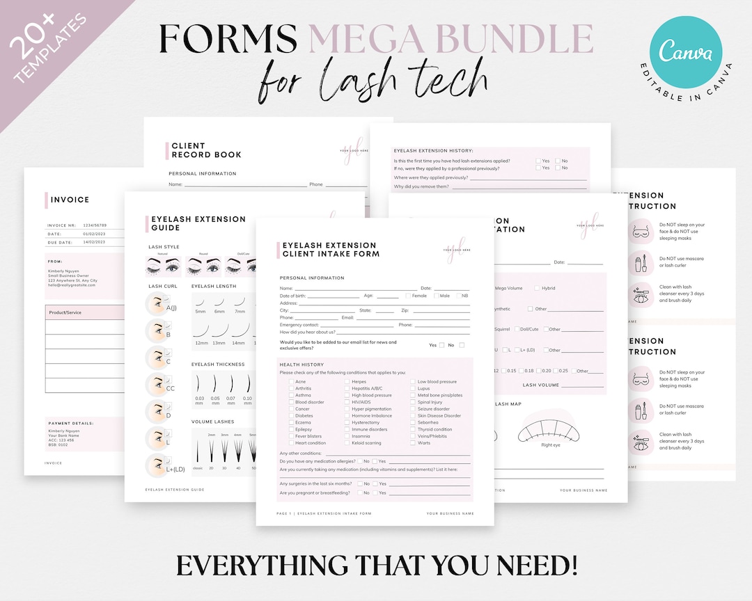 Eyelash Extension Forms, Lash Tech Consent Forms, Lash Artist Consent ...
