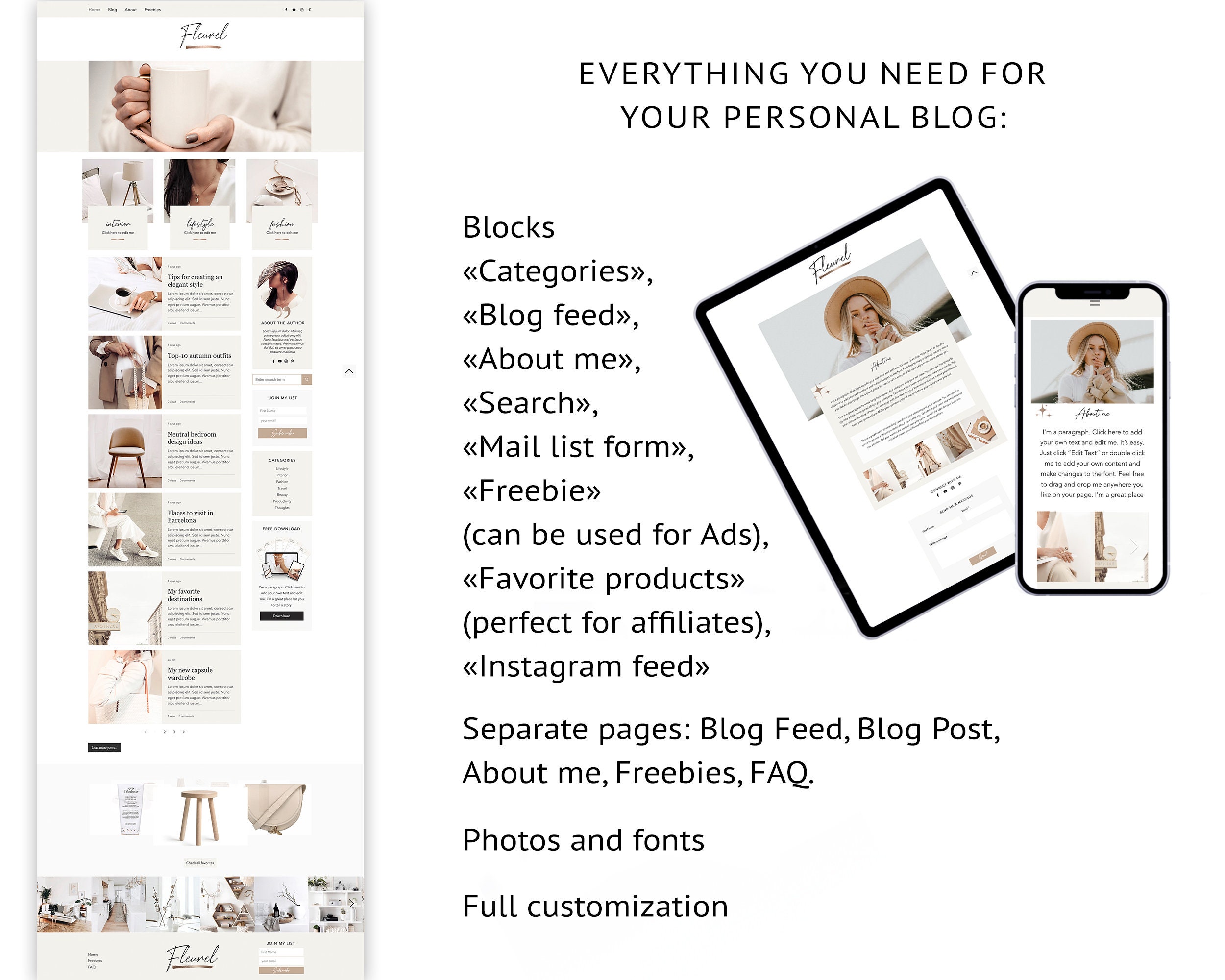 Wix Blog Website Template Wix Blog Theme Wix Blog Website - Etsy