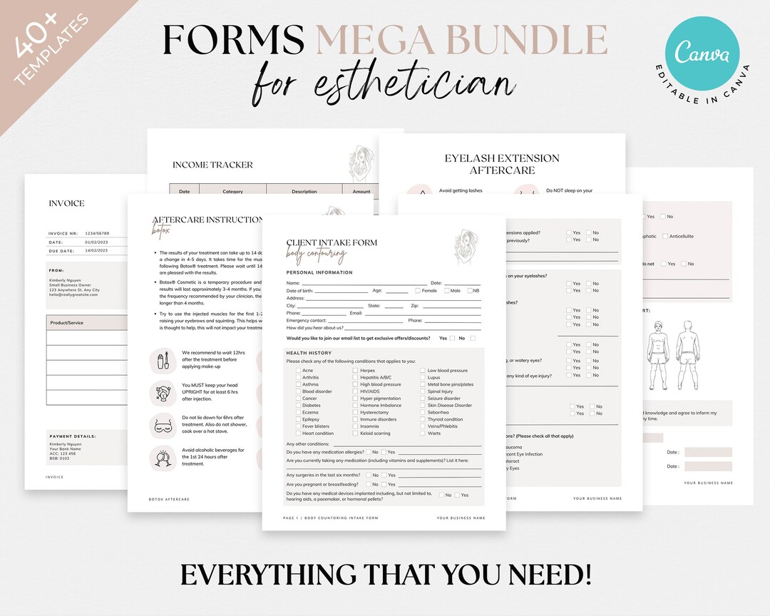 Esthetician Consent Forms Facial Consent Forms Client Intake Forms ...