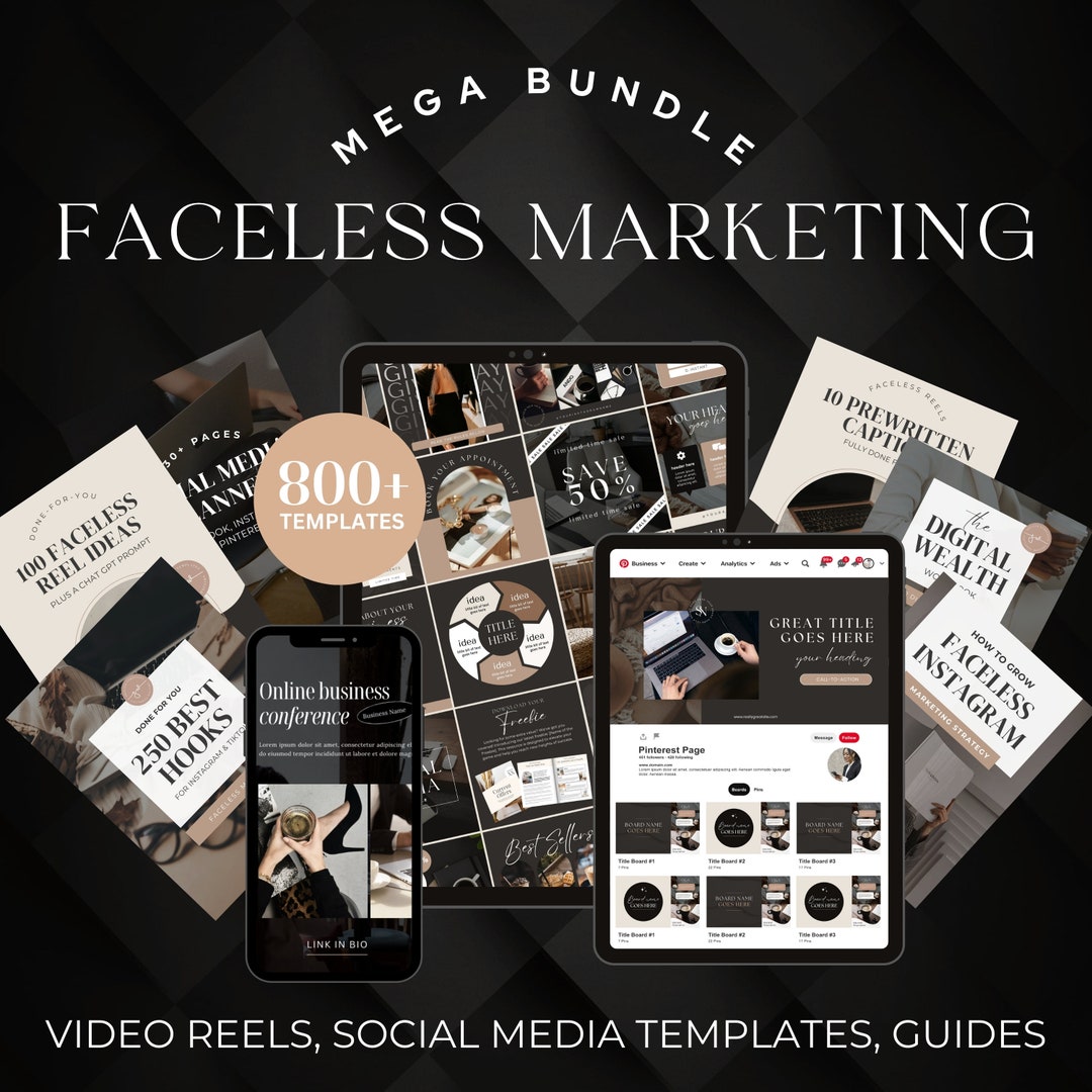 800 Faceless Digital Marketing Templates Faceless Marketing Bundle ...