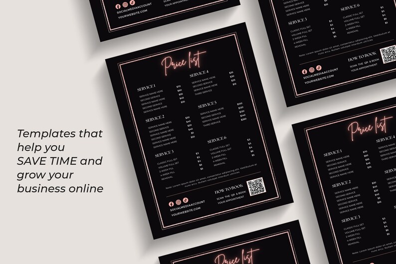 Price List Template Social Media Price List Template Beauty - Etsy
