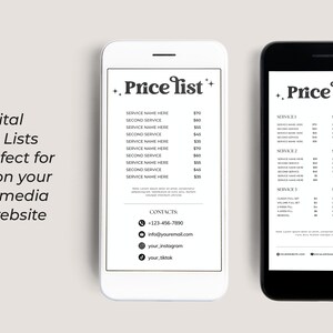 Editable Price List Template, Small Business Sign, Social Media Price ...