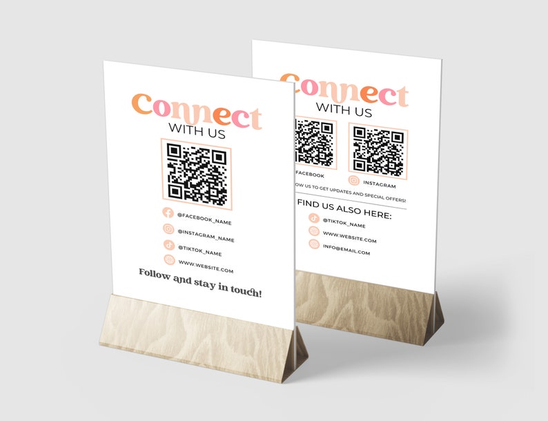 Social Media Sign Template QR Code Sign Editable Small - Etsy