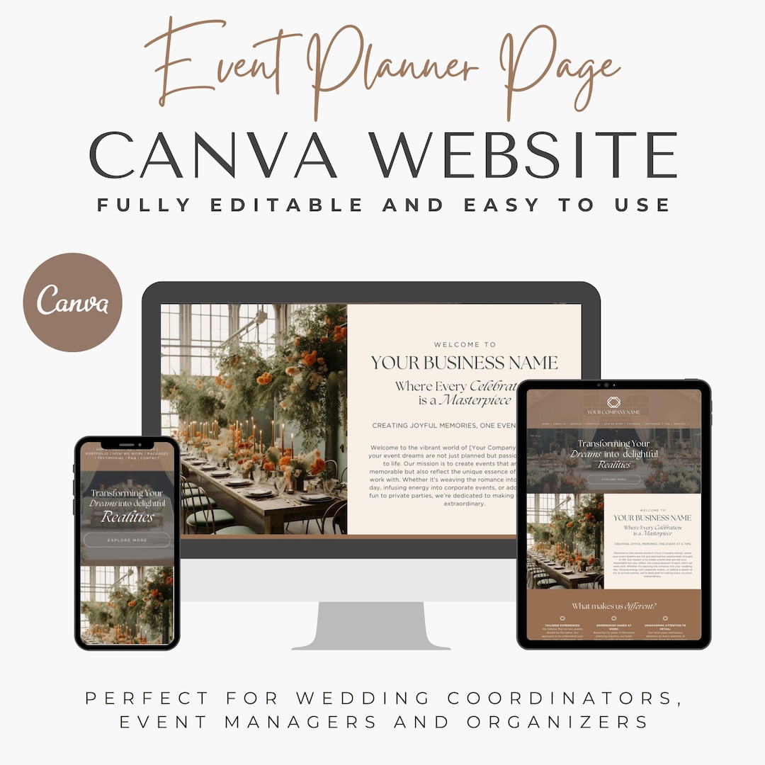 Canva Website Template Event Planner Wedding Website for Photographer ...