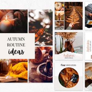 Autumn Instagram Post Templates for Canva, Fall Instagram Posts, Ig ...