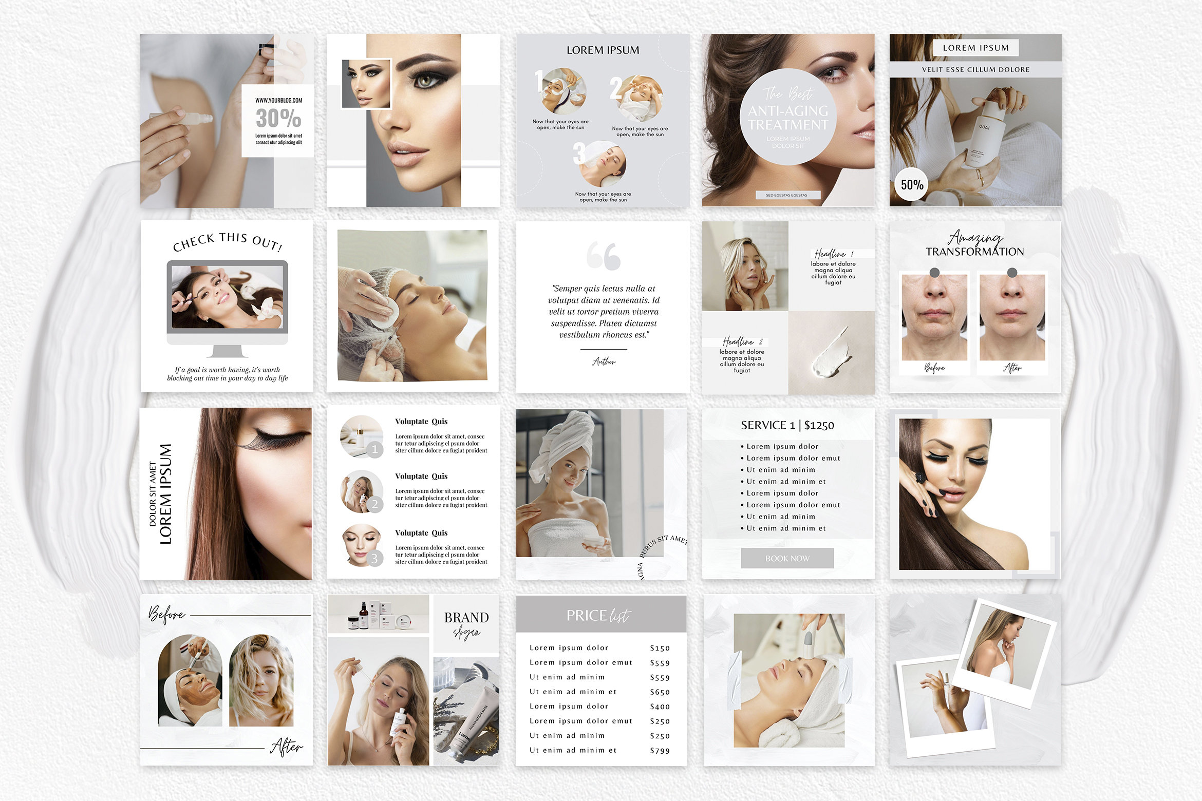 100 Esthetician Instagram Template for Canva, Esthetics Instagram ...