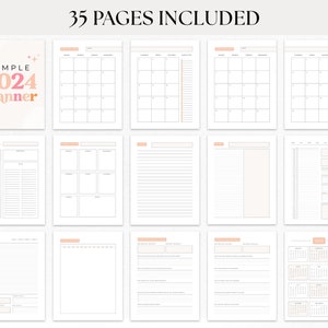 2024 Printable Planner, 2024 Monthly Planner, Minimal Monthly Calendar ...