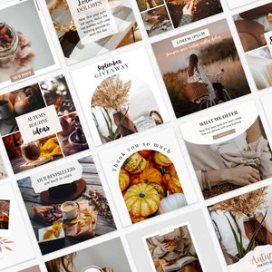 Autumn Instagram Post Templates for Canva, Fall Instagram Posts, Ig ...