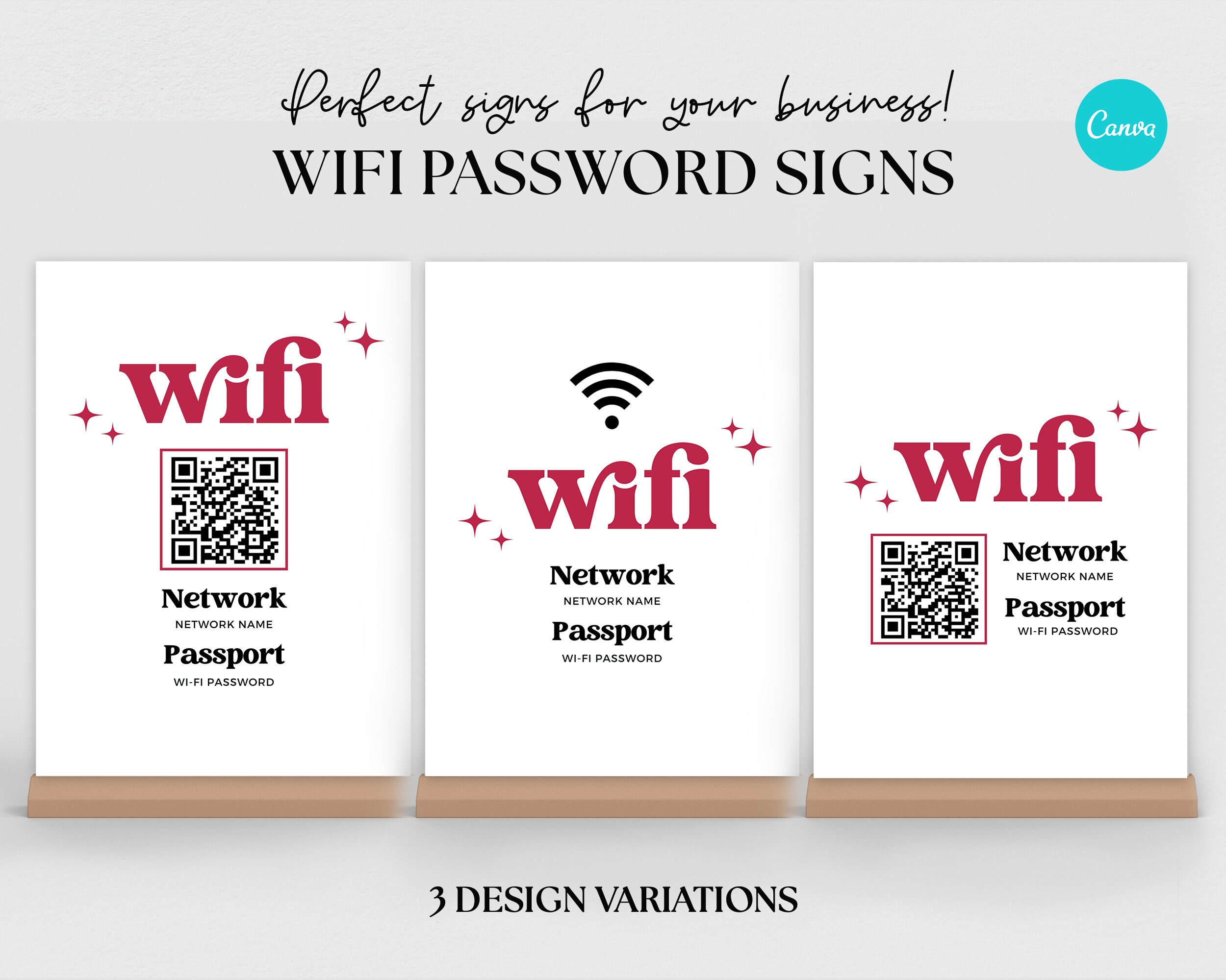 WIFI Password Sign Template, Printable Guest Wi-fi Signs, Wifi Sign ...