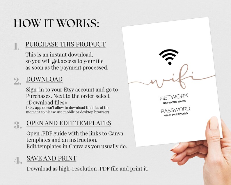 WIFI Password Sign Template Printable Guest Wi-fi Signs Home - Etsy