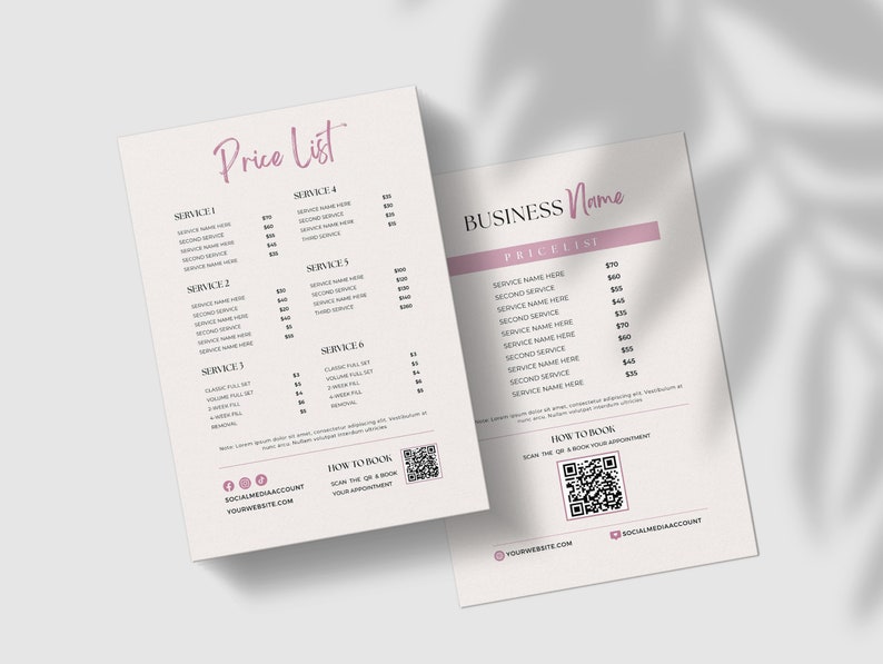 Scan to Pay Template, Bundle Price List, Salon Price List Template, Ig ...
