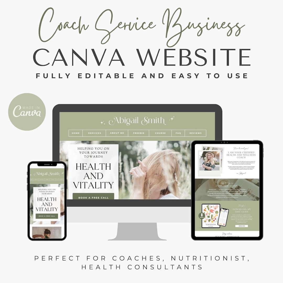 Health Coach Template Website Wellness Coach Template Canva Website ...