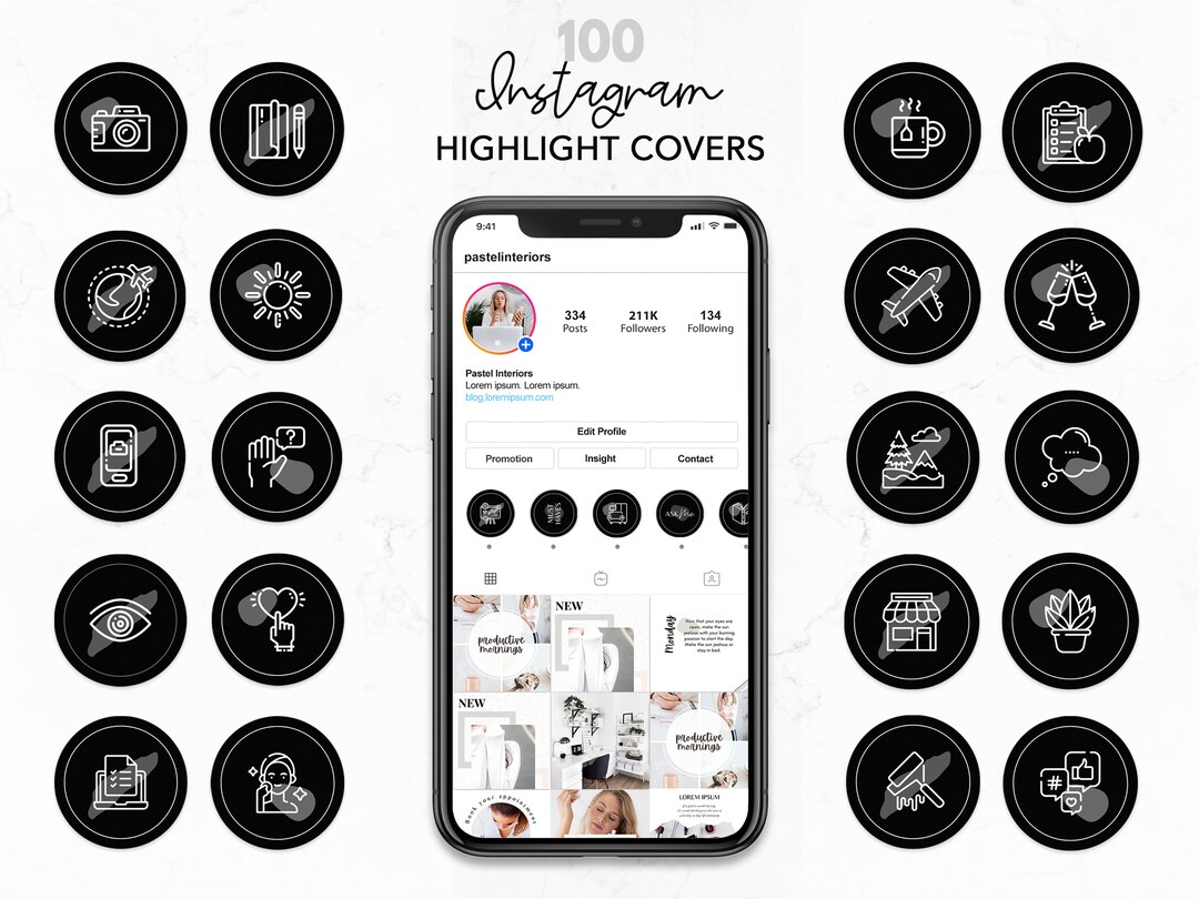 100 Black Instagram Highlight Covers, Diy Instagram Highlight Templates ...