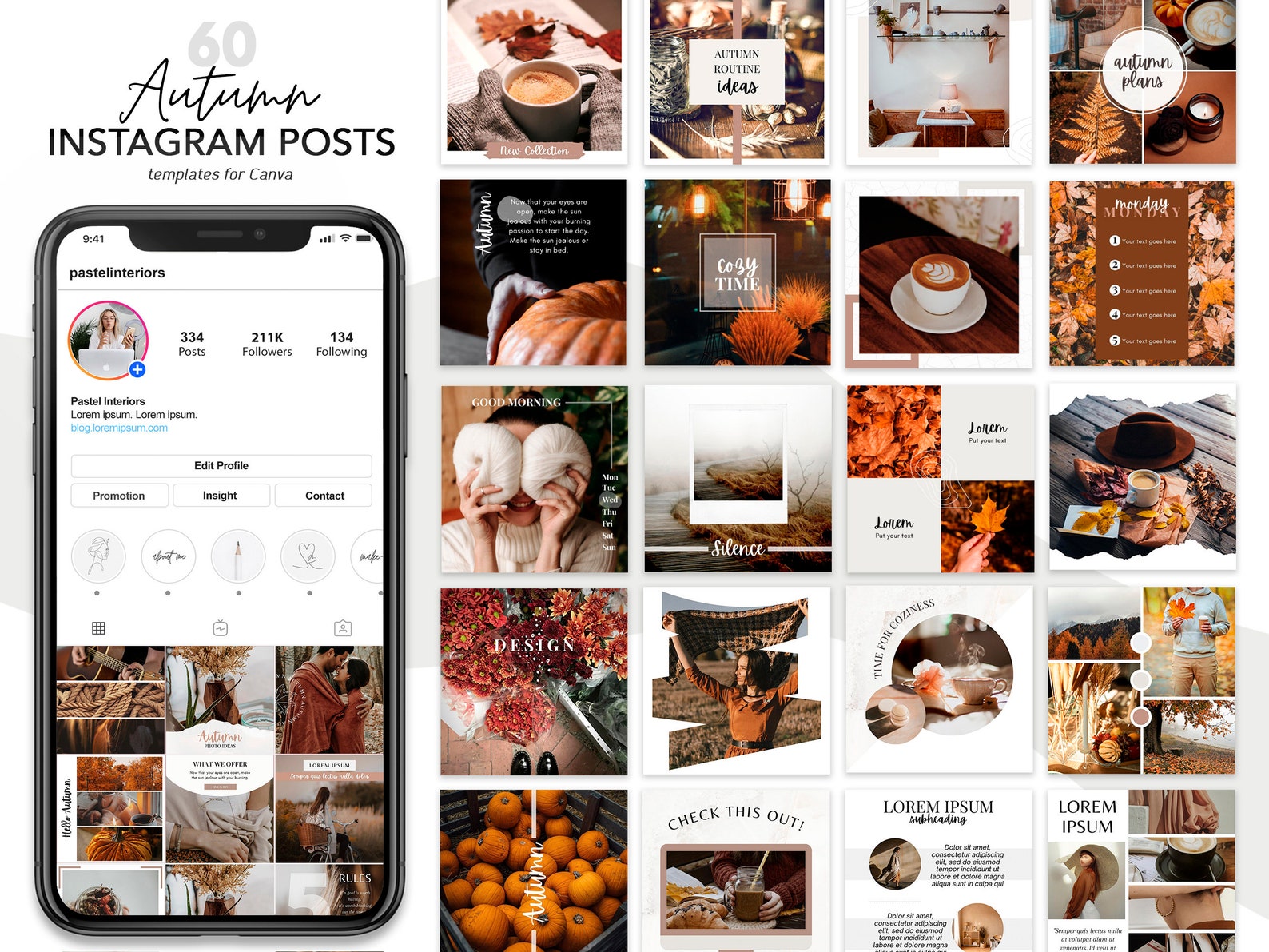 Autumn Instagram Post Templates for Canva Fall Instagram - Etsy