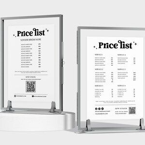 Editable Price List Template, Small Business Sign, Social Media Price ...